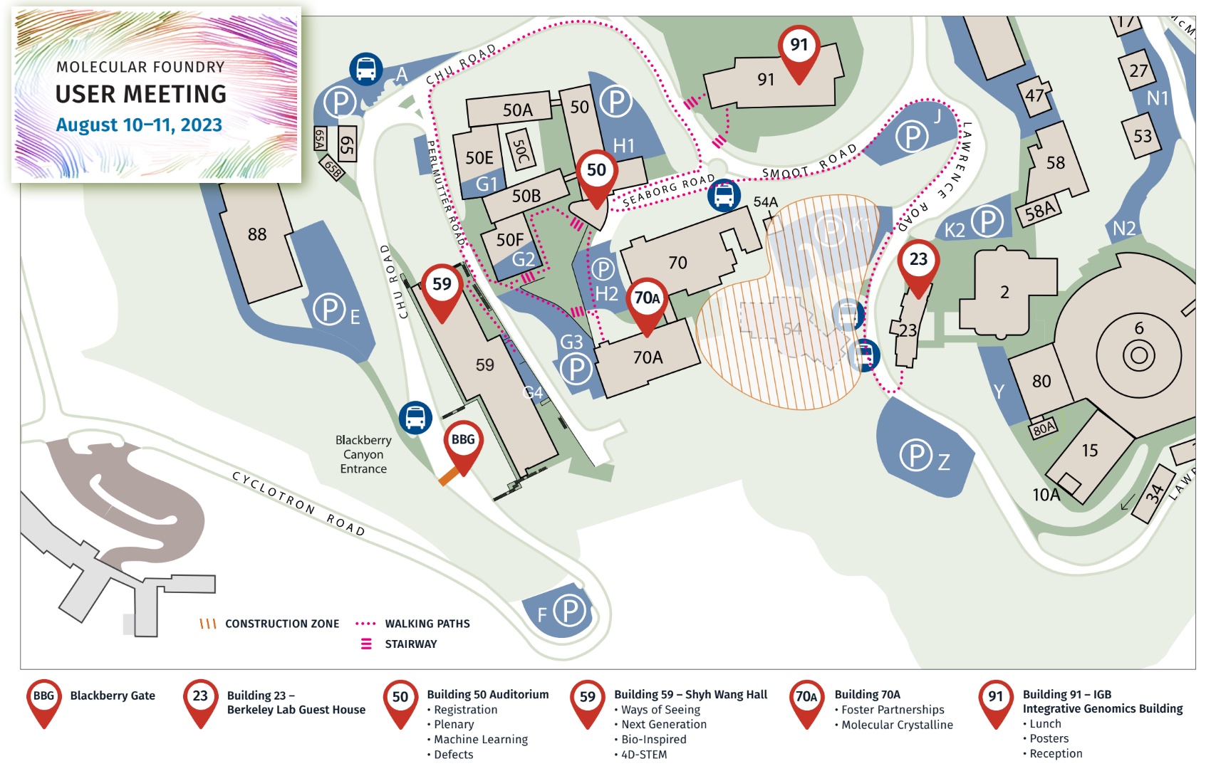 On-Site Meeting Logistics – 2023 Molecular Foundry Annual User Meeting